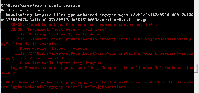 报错“No module named version”和version安装 “cannot import name 'izip_longest' from 'itertools'”的解决_no ...
