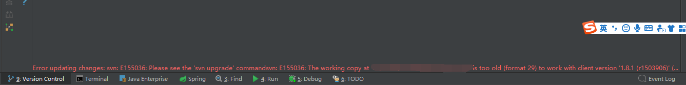 idea从svn拉取项目后，更新提交不了问题解决“Error updating changes: svn: E155036: Please see the 'svn upgrade'_svn能 ...