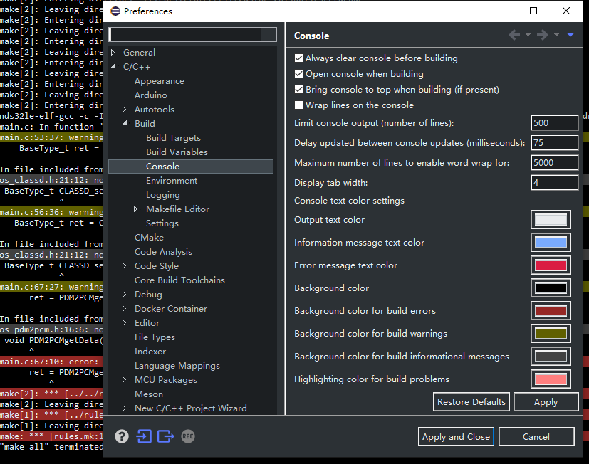 Eclipse的编译结果 Console窗口 Cdt Build Console 底纹 背景色修改 Csdn博客 