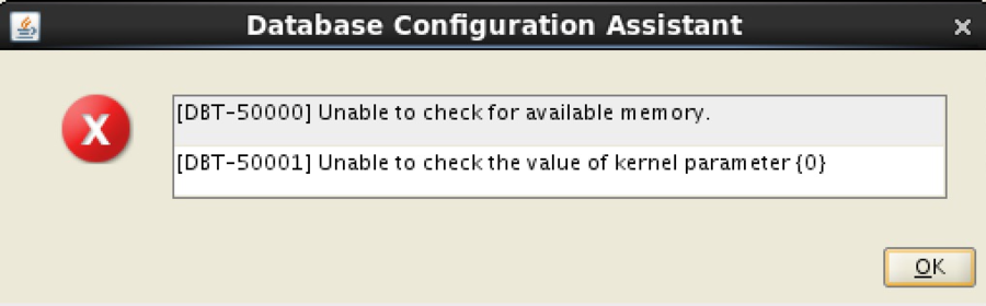 使用dbca建库时报错 [FATAL] [DBT-50000] Unable to check for available memory._[dbt-50001] unable to ...