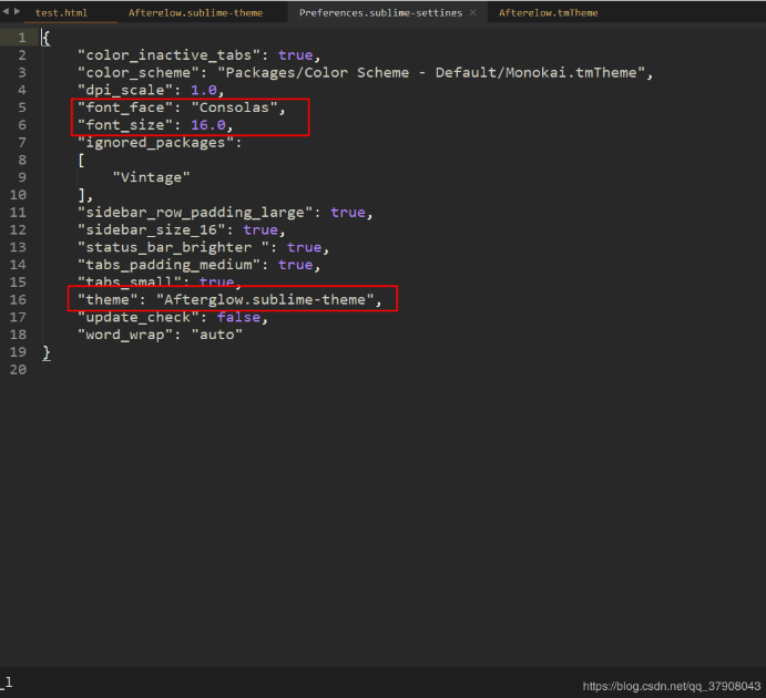 Sublime Text3自定义字体大小、字体类型和背景颜色_afterglow 主题-CSDN博客