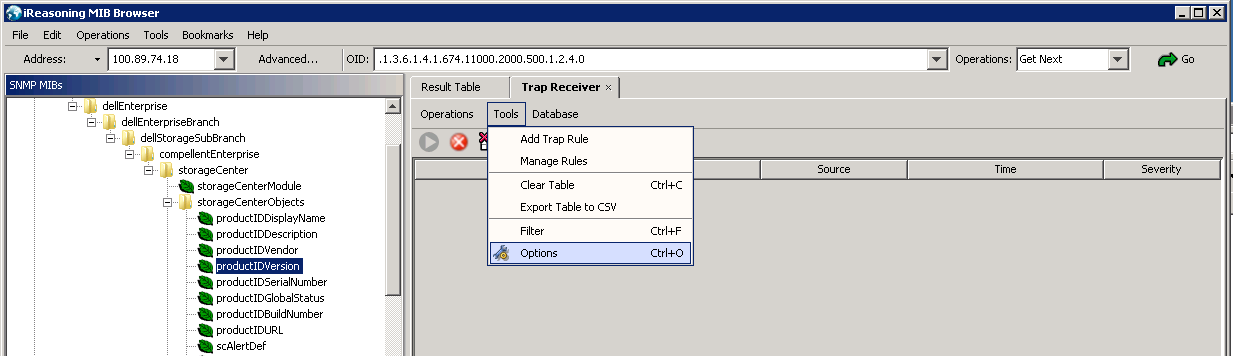 利用iReasoning MIB Browser测试DELLEMC Storage Center SC9000 SNMPv3功能_mib ...