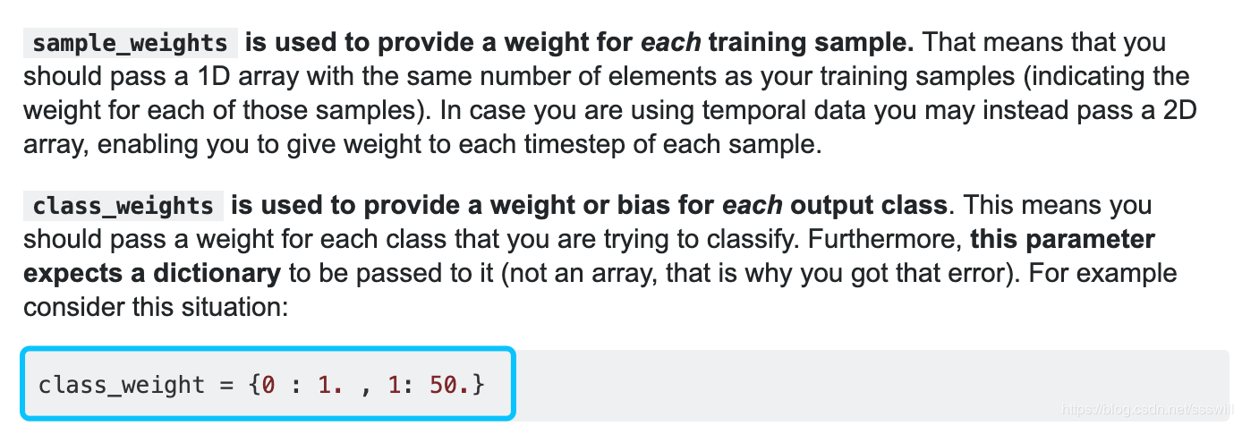 关于keras的class_weight与sample_weight（解决样本不均衡或类别不均衡问题）_class weight-CSDN博客