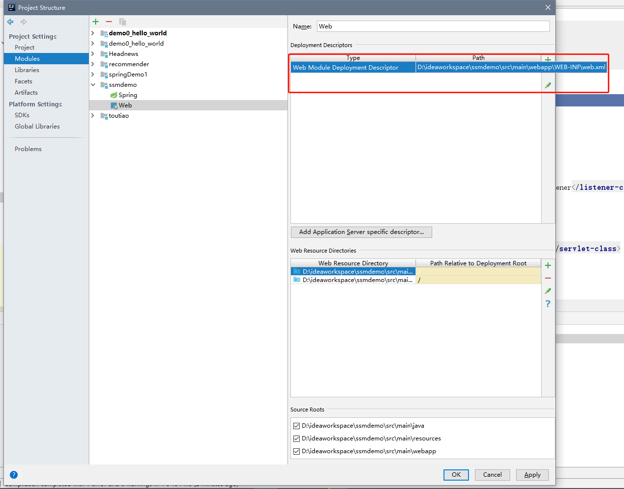 IDEA使用Maven构建Spring+SpringMVC+MyBatis整合项目demo成功执行但控制台Tomcat Locahost log输出No Spring ...