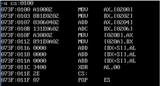 实验一 DEBUG的使用（合工大汇编实验）_利用debug程序中的“e”命令,将两个多字节数“12345678h”和“fedcba98h”分别 ...