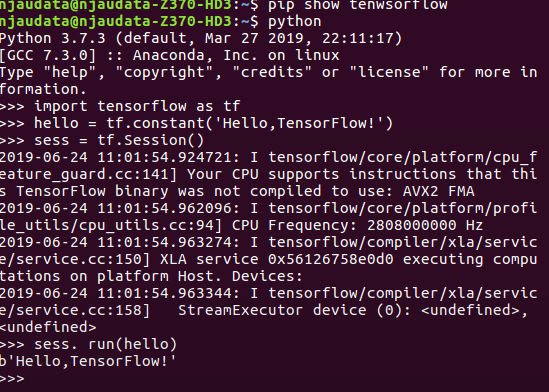 ubuntu16.04安装并检测TensorFlow是否成功，遇到的问题并解决问题_如何判断tensorflow是否安装成功 ubuntu-CSDN博客