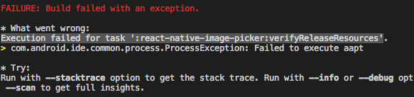 Execution failed for task ':xxxxxx:verifyReleaseResources'_execution failed for task ':passsdk ...