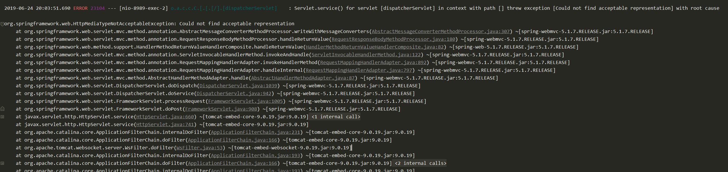 SpringBoot导出excel数据报错Could not find acceptable representation_easyexcel 导出excel could not find ...