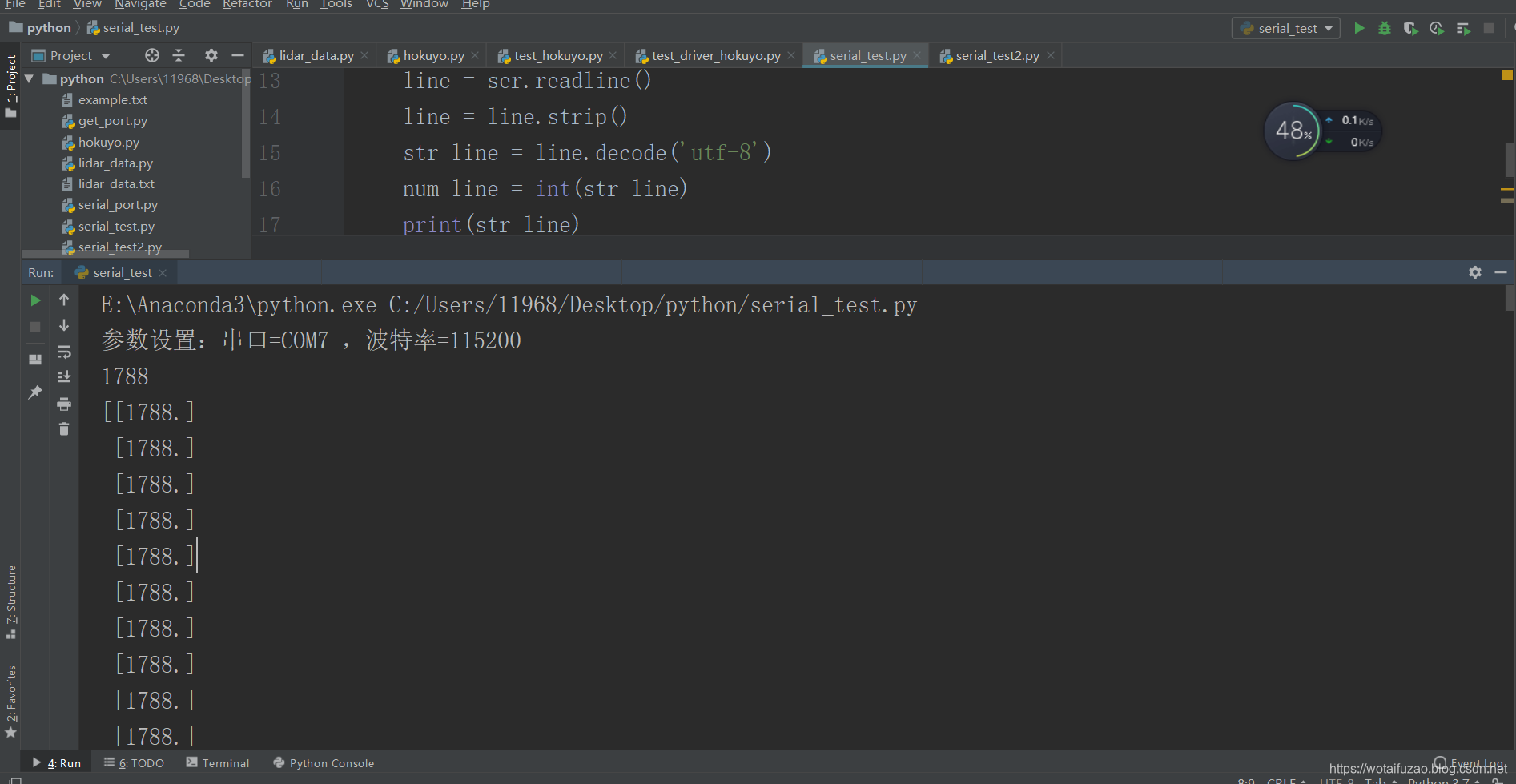 使用python读取arduino串口发送的旋转编码器数据,转化为数组,并预处理激光雷达的数据。(调试2)arduino读取数据格式 Csdn博客