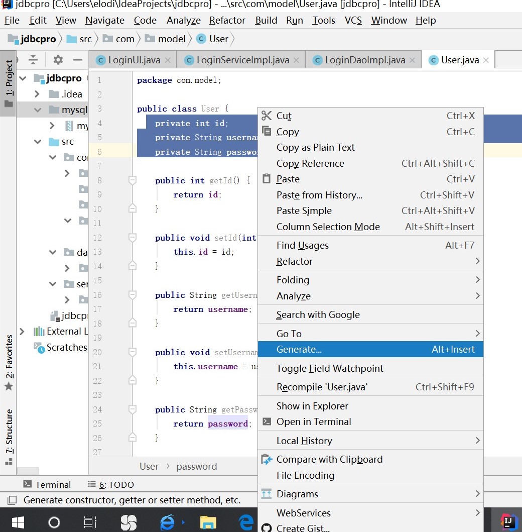IDEA自动生成getset方式和自动生成constructor方式_javaconstructor选中多个-CSDN博客
