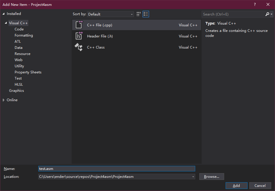 在win10 64位系统上使用visual studio2019创建汇编asm程序工程_visual asm-CSDN博客