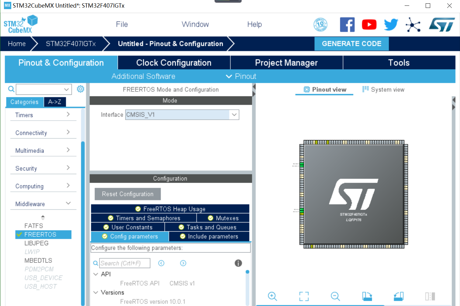 利用STM32CubeMX配置基于STMF32F407的FREERTOS操作系统控制直流电机速度和超声波测距实验_stm32f407 freertos-CSDN博客