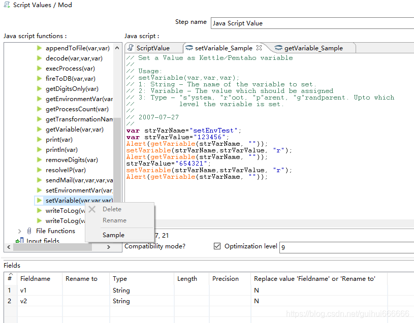 Kettle组件javascript脚本案例2 设置变量和获取变量 Valid In The Root Job Csdn博客