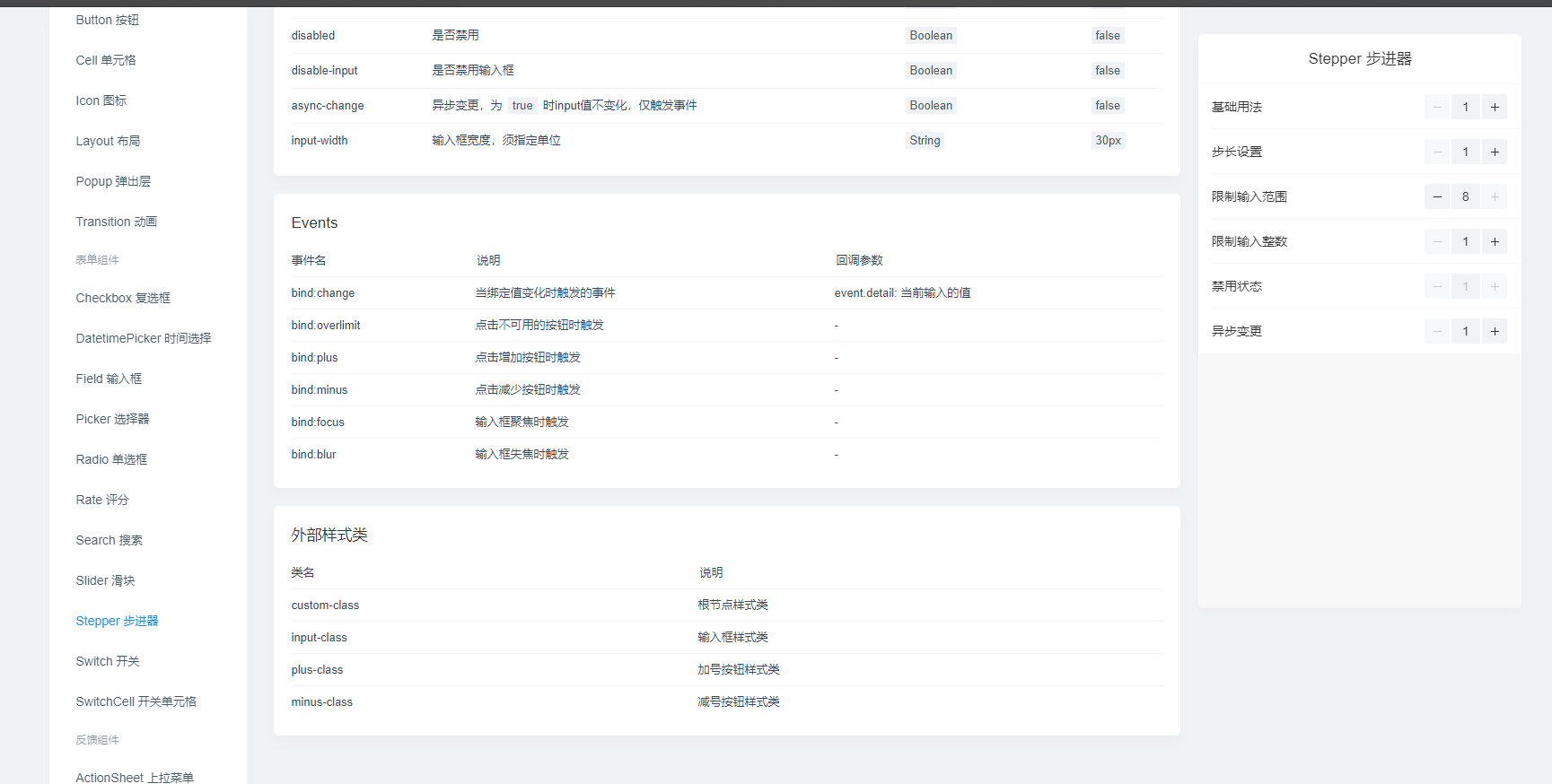 vant-weapp:在mpvue写小程序中，组件说明中外部样式类的使用_stepper 步进器 vant-CSDN博客