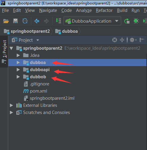 dubbo springboot入门demo(四) springboot dubbo 多模块项目,每个dubbo子模块既是提供者又是消费者,demo源码_springboot多模块 dubbo ...