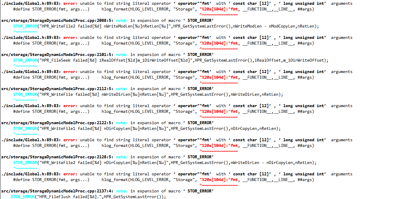 make报错：error: unable to find string literal operator ‘operator““fmt’ with ‘const char [12 ...
