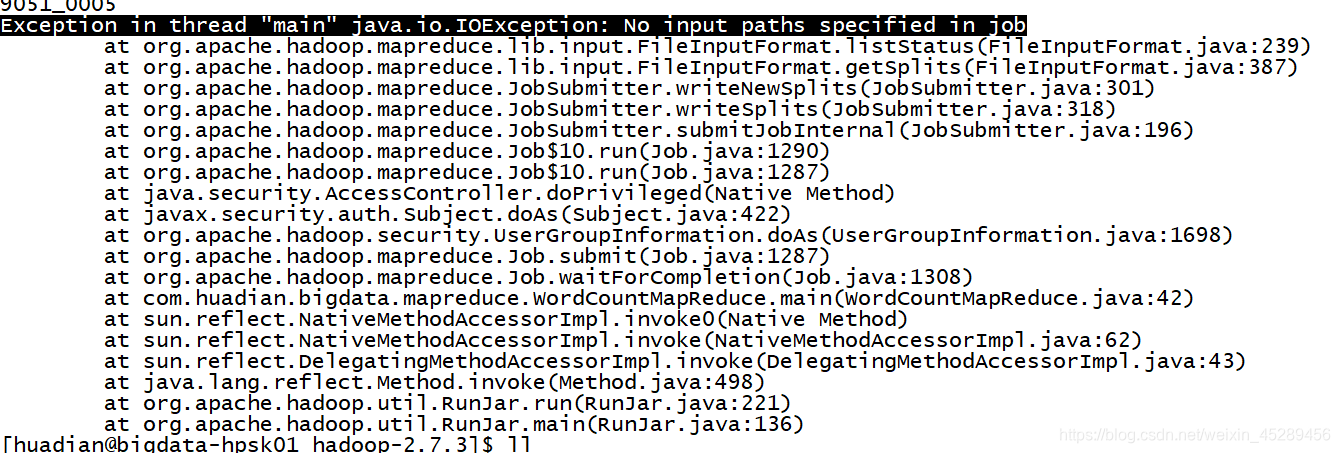 Exception In Thread Main Ioexception No Input Paths Specified In Job Csdn博客