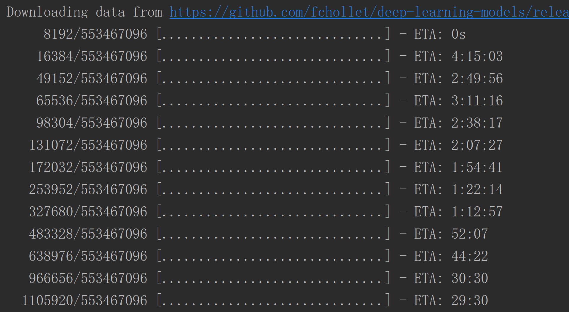 The `weights` argument should be either random initialization or pre-training on ImageNet ...