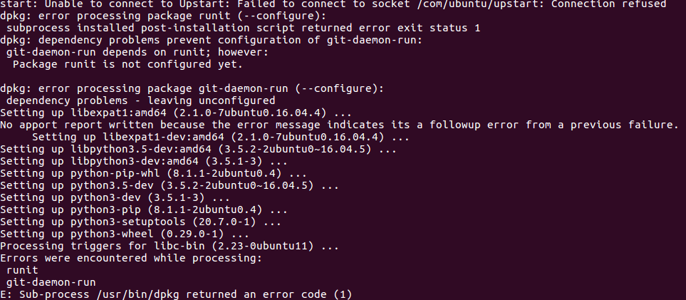 Errors were encountered while processing: runit git-daemon-run_errors were encountered while ...