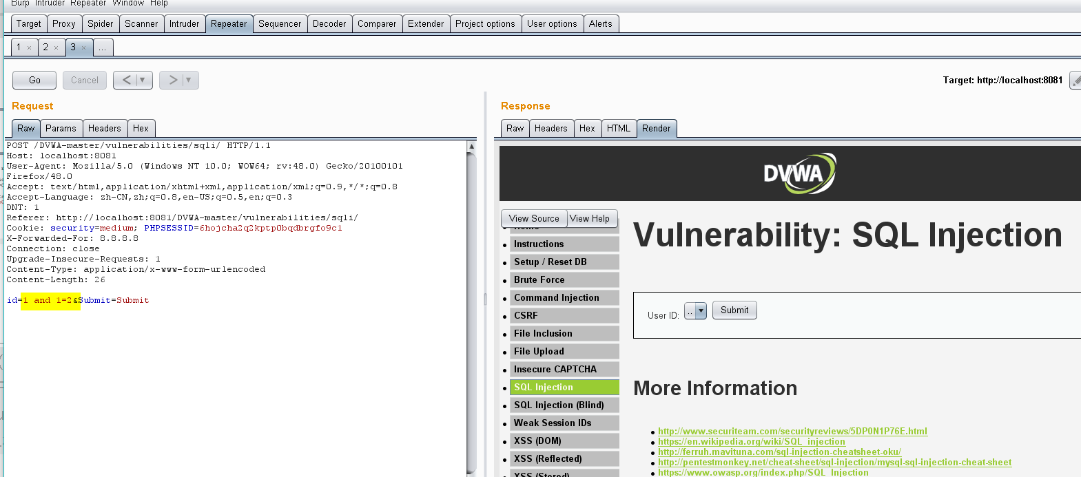DVWA sql注入 （Medium）_dvwa sql注入 medium-CSDN博客