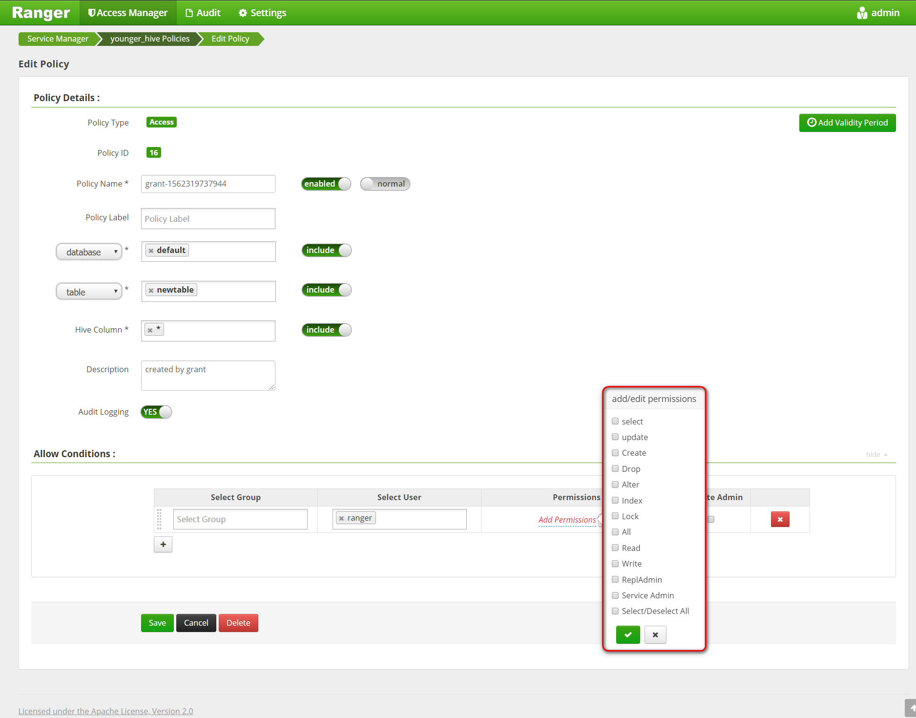 Apache Ranger 1.1.0 用户指南_apache ranger 的官方文档-CSDN博客