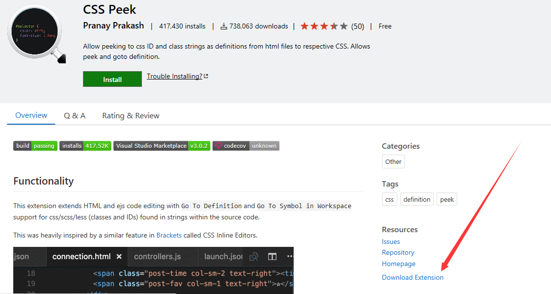 Vscode插件不生效之手动安装css Peek不起作用 Csdn博客 