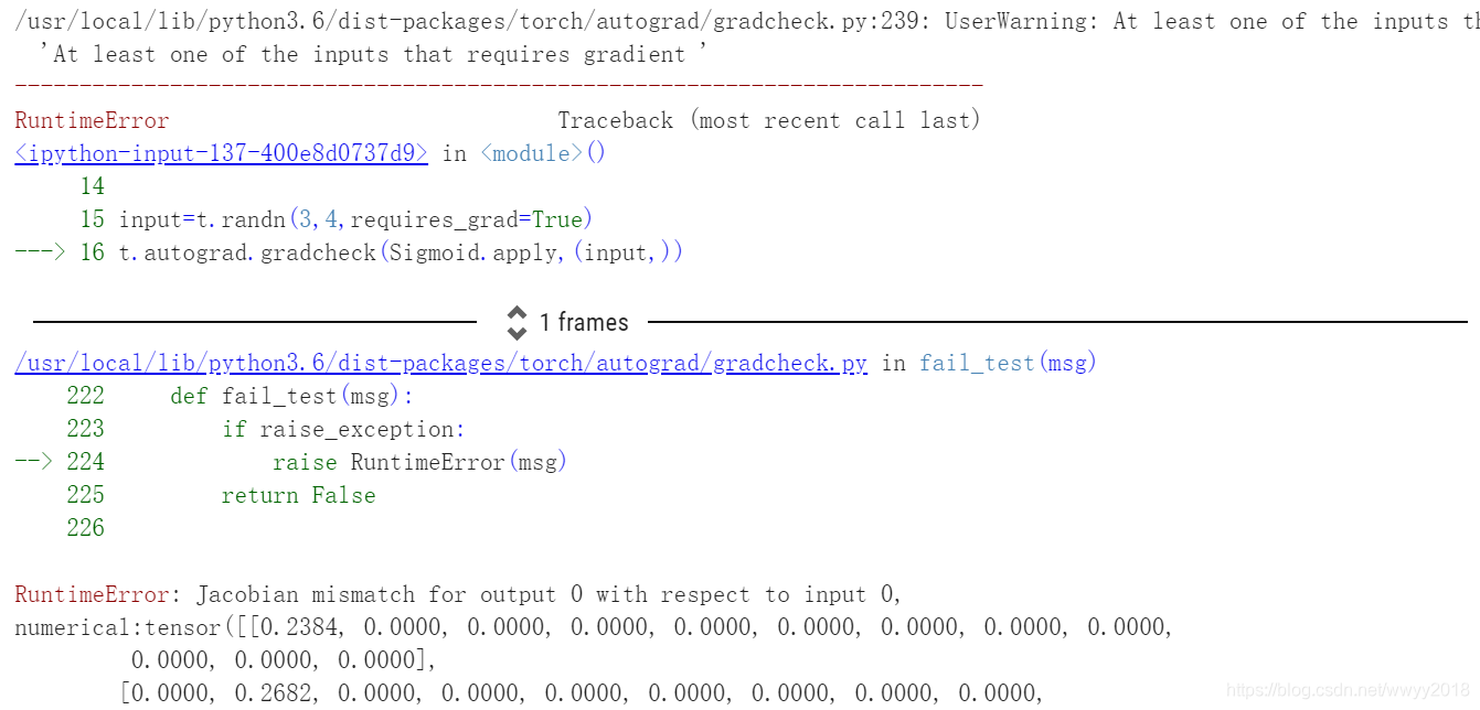 Gradcheck报错runtimeerror Jacobian Mismatch For Output 0 With Respect To Input 0 Csdn博客