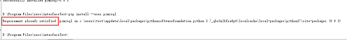 IDEA python Requirement already satisfied: pymysql in c:\users\test ...