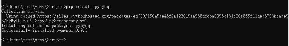 IDEA python Requirement already satisfied: pymysql in c:\users\test ...
