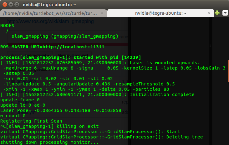ROS navigation gmapping 报错 [slam_gmapping-1] process has died exit code opt/ros/kinetic/lib ...
