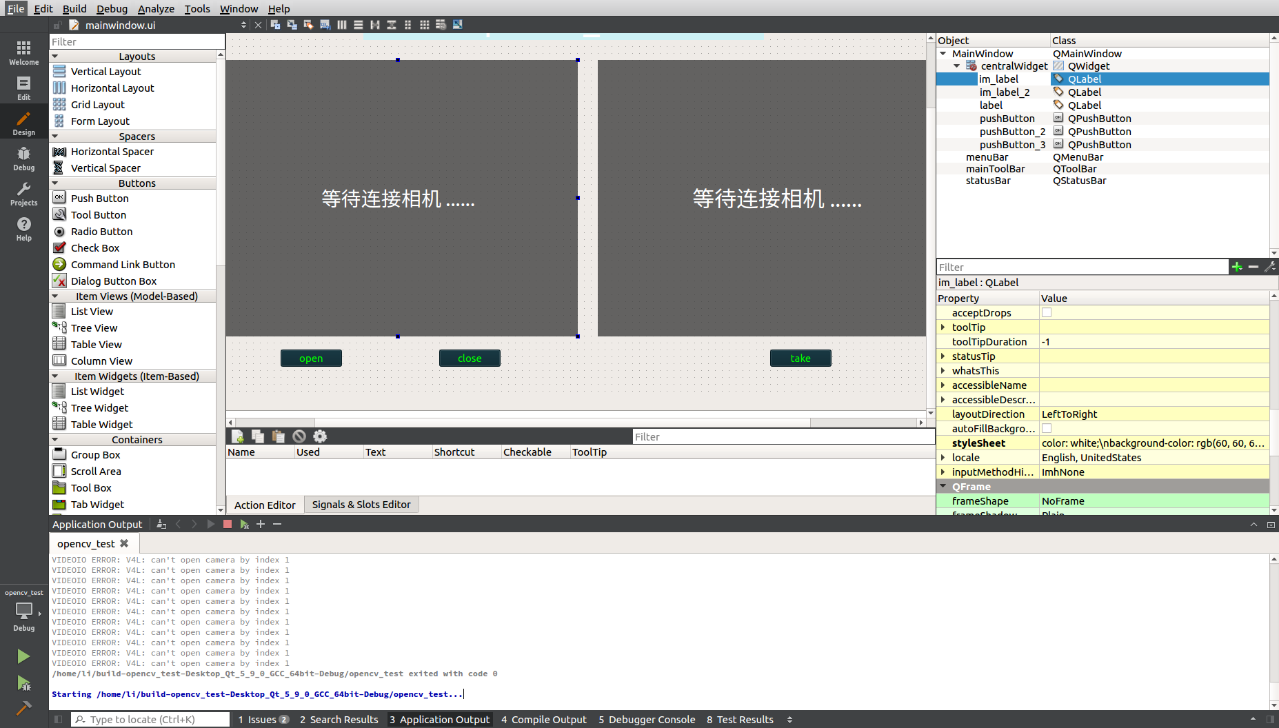 笔记2：openCV打开摄像头显示到QT的QLabel--Ubuntu系统_使用cv2.imshow()打开的摄像头如何展示在qlabel中-CSDN博客
