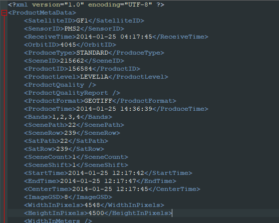 python解析GF1卫星数据.xml文件_卫星影像 xml字段含义-CSDN博客