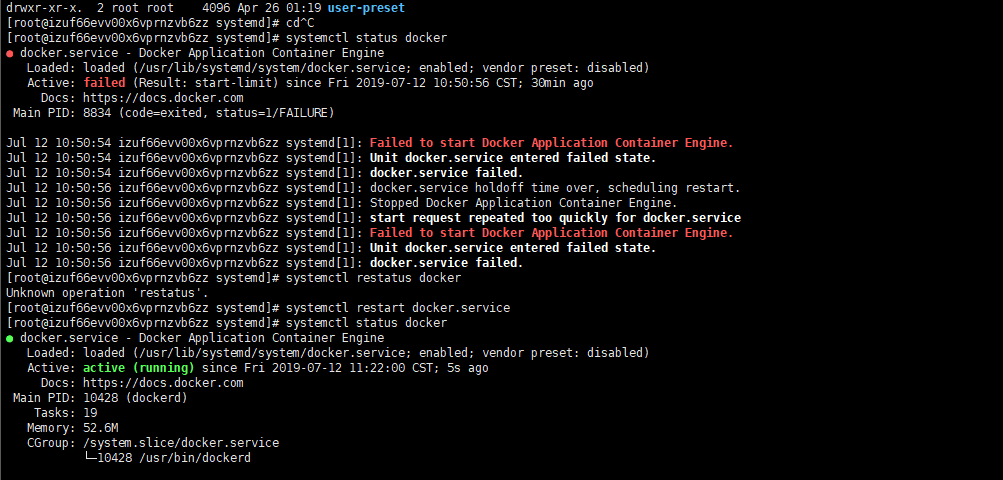 Docker启动异常之服务器非法重启 导致docker启动失败 Unit Rvice Entered Failed State Csdn博客