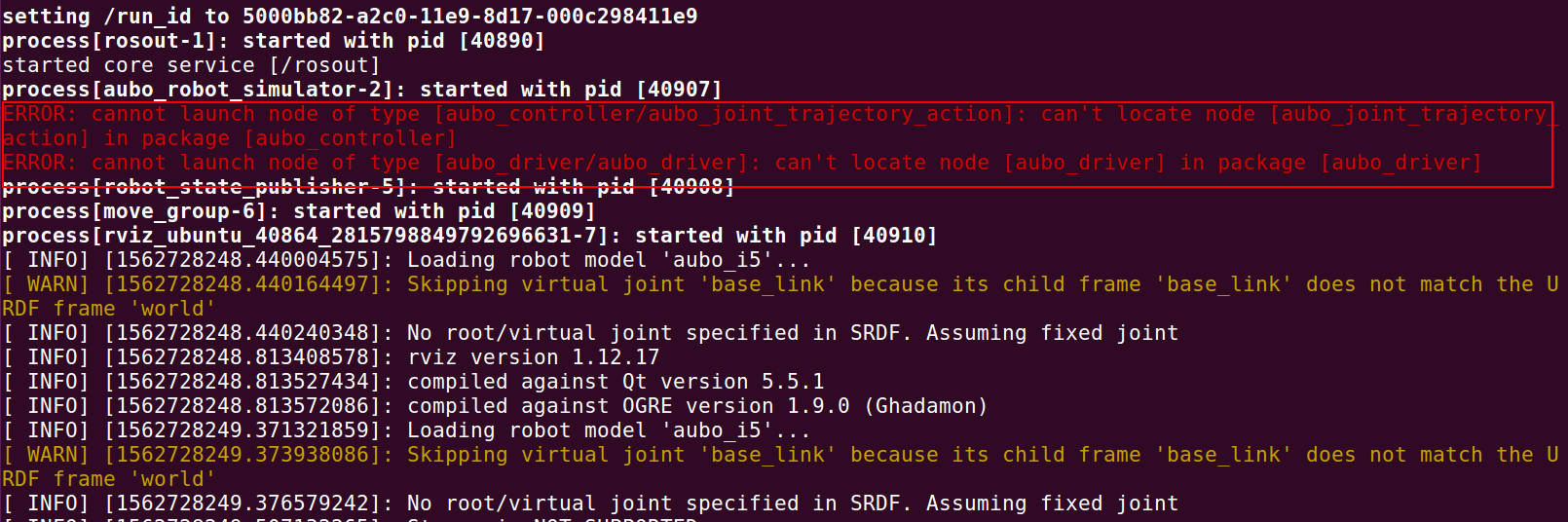 ROS环境搭建并使用aubo机械臂工程进行仿真_aubo ping-CSDN博客