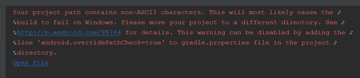 项目路径包含特殊字符：Your project path contains non-ASCII characters._your project path contains non-ascii ...