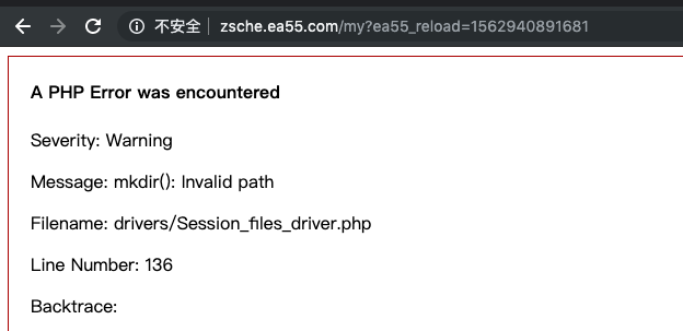 CI框架 报错 Message: mkdir(): Invalid path Filename: drivers/Session_files ...
