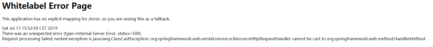 Springboot Swagger Ui 无法访问页面500 Resourcerequesthandler Cannot Be Cast To Handlermethod异常记录