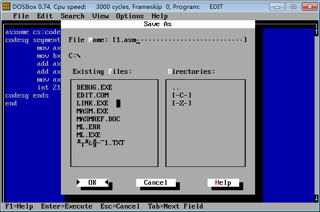 DOSBox编译汇编程序(debug、MASM)_第1关:程序的调试 100 任务要求 评论13 任务描述 相关知识 dosbox下debug汇编程序-CSDN博客