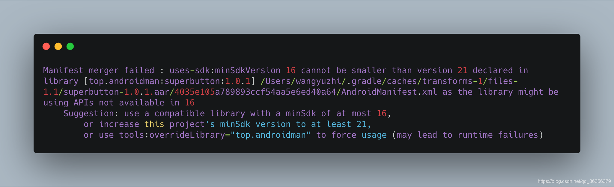 Suggestionuse A Compatible Library With A Minsdk Of At Most 16or Increase This Projects