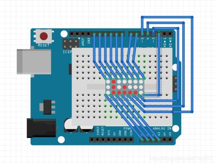 Arduino基础入门篇21—点阵流动显示一个按键控制点阵屏流动数字 Csdn博客 0931
