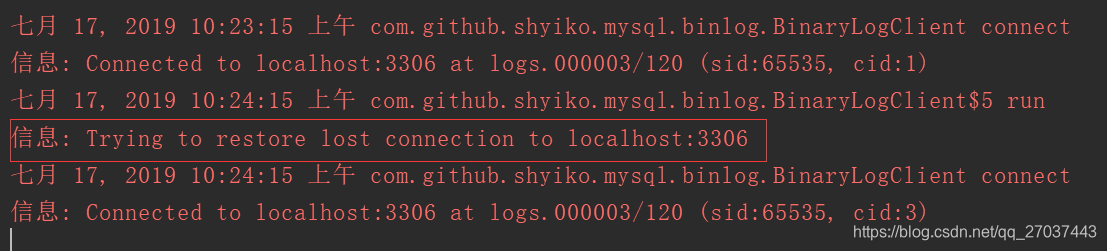 Mysql Binlog Connector Java无法监听到日志的解决办法 Trying To Restore Lost Connection To Localhost3306 Csdn博客