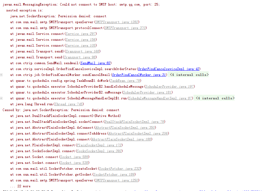 基于JavaMail的邮件发送及报错javax.mail.MessagingException: Could not connect to ...