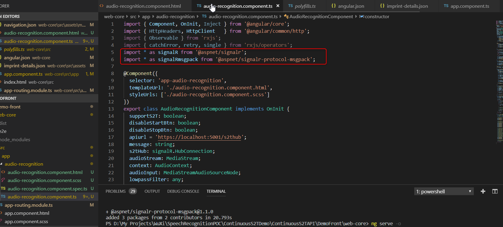 ASP.NET Core环境Web Audio API+SingalR+微软语音服务实现web实时语音识别_netcore识别音频内容-CSDN博客