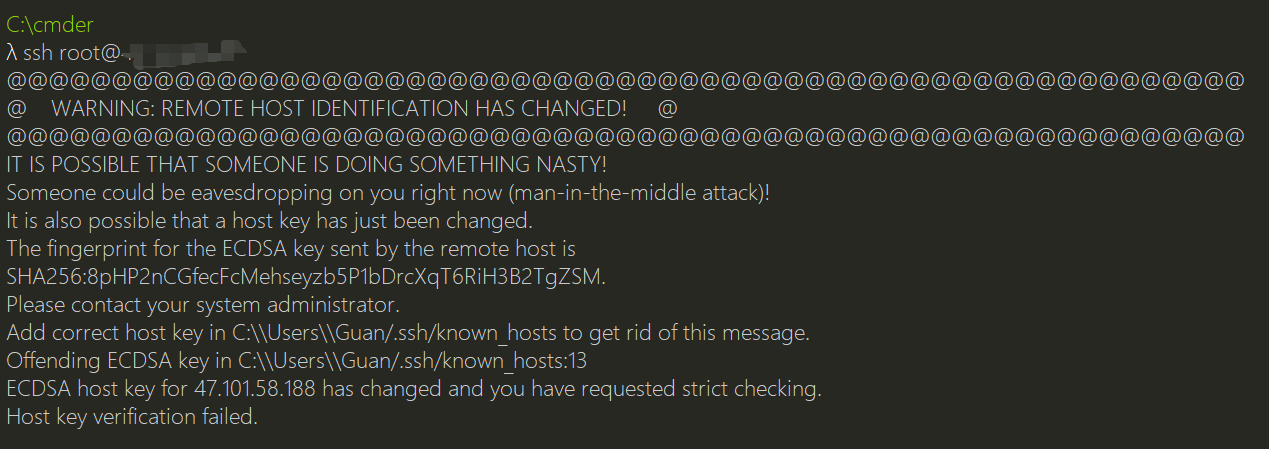 使用ssh连接服务器时“Host key verification failed.”错误及解决方法(亲测可行)_errmsg=host key verification failed-CSDN博客