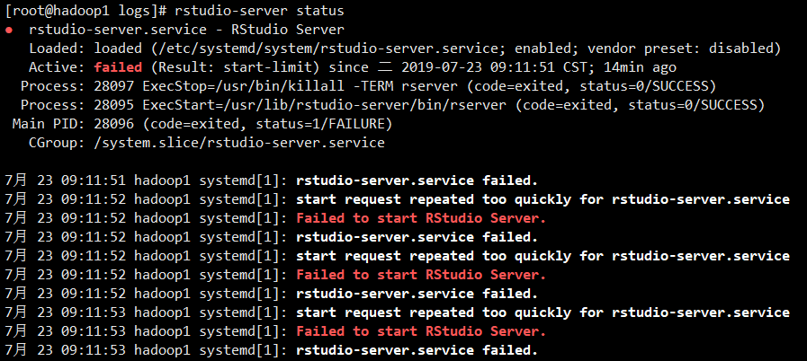 Rstudio启动失败：Start request repeated too quickly for rstudio-server.service-CSDN博客