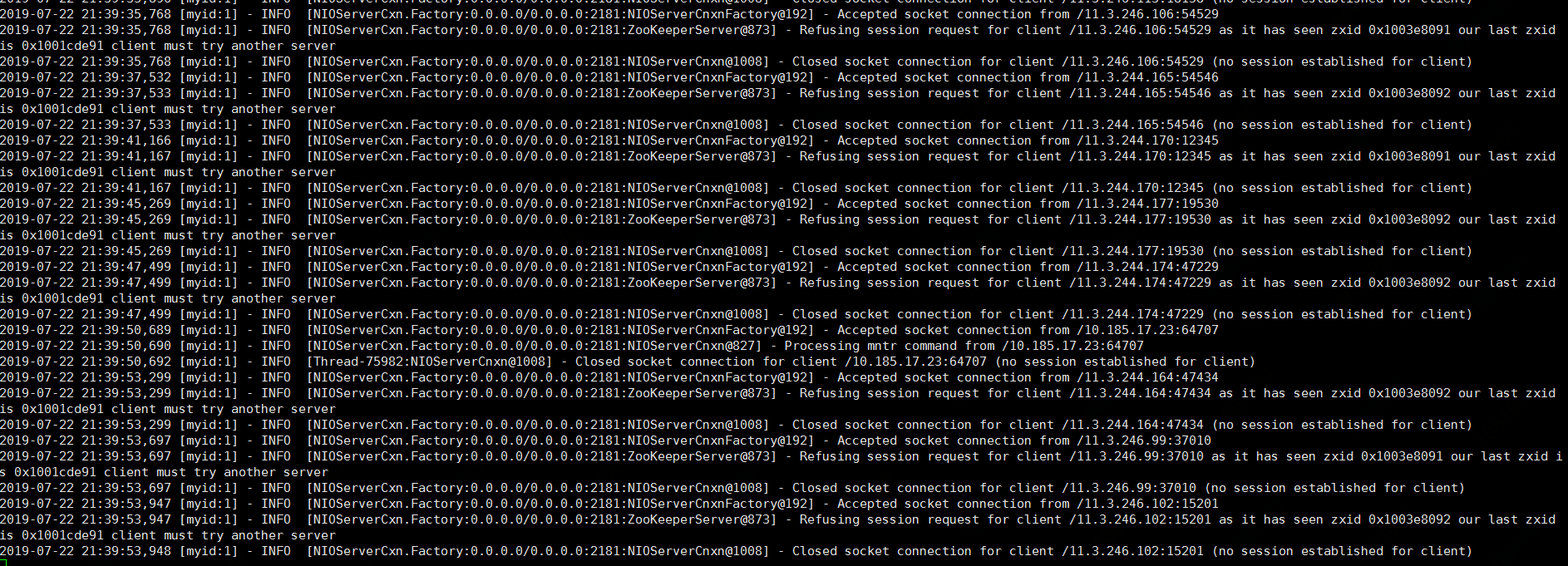 ZK出现：zxid 0x02 our last zxid is 0x0 client must try another server-CSDN博客