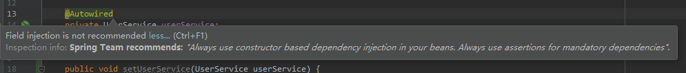 如何消除@Autowired报Field injection is not recommended的警告_若依 field injection is not recommended ...