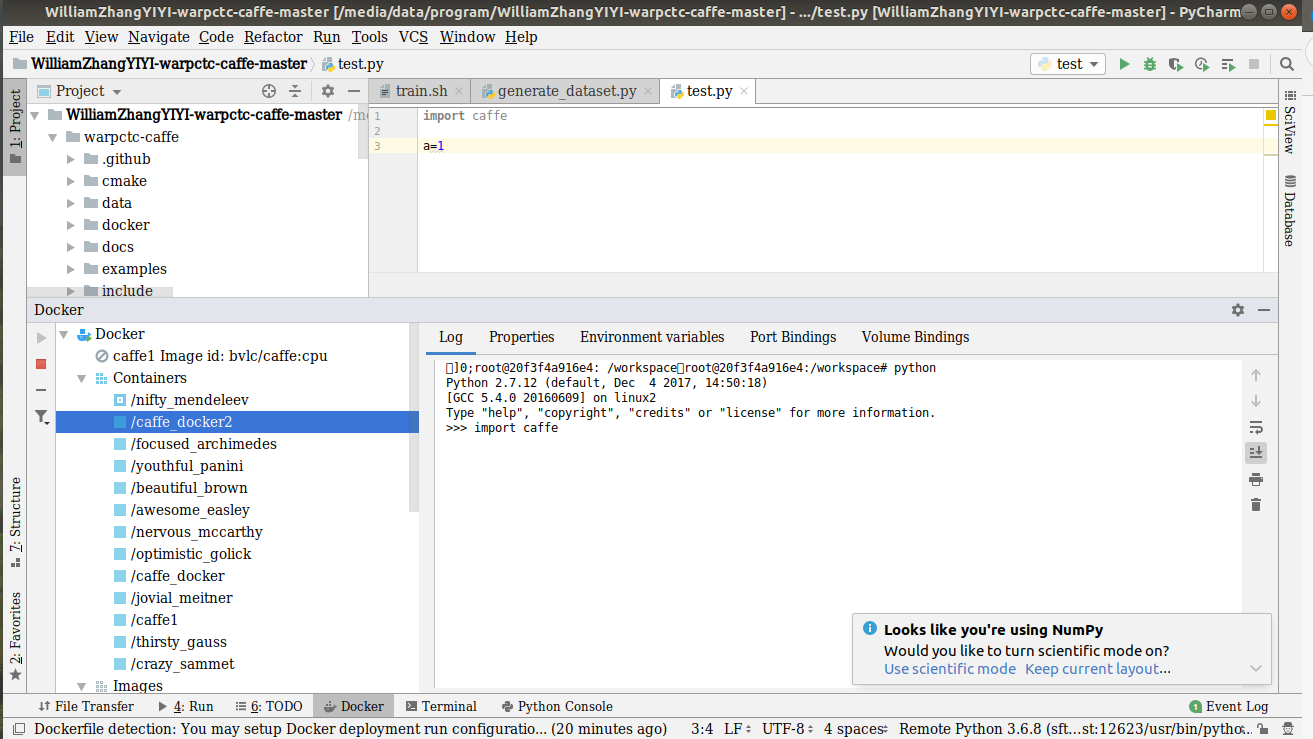 caffe的docker模型在pycharm中的使用-----笔记_pycharm能运行caffemodel文件吗-CSDN博客