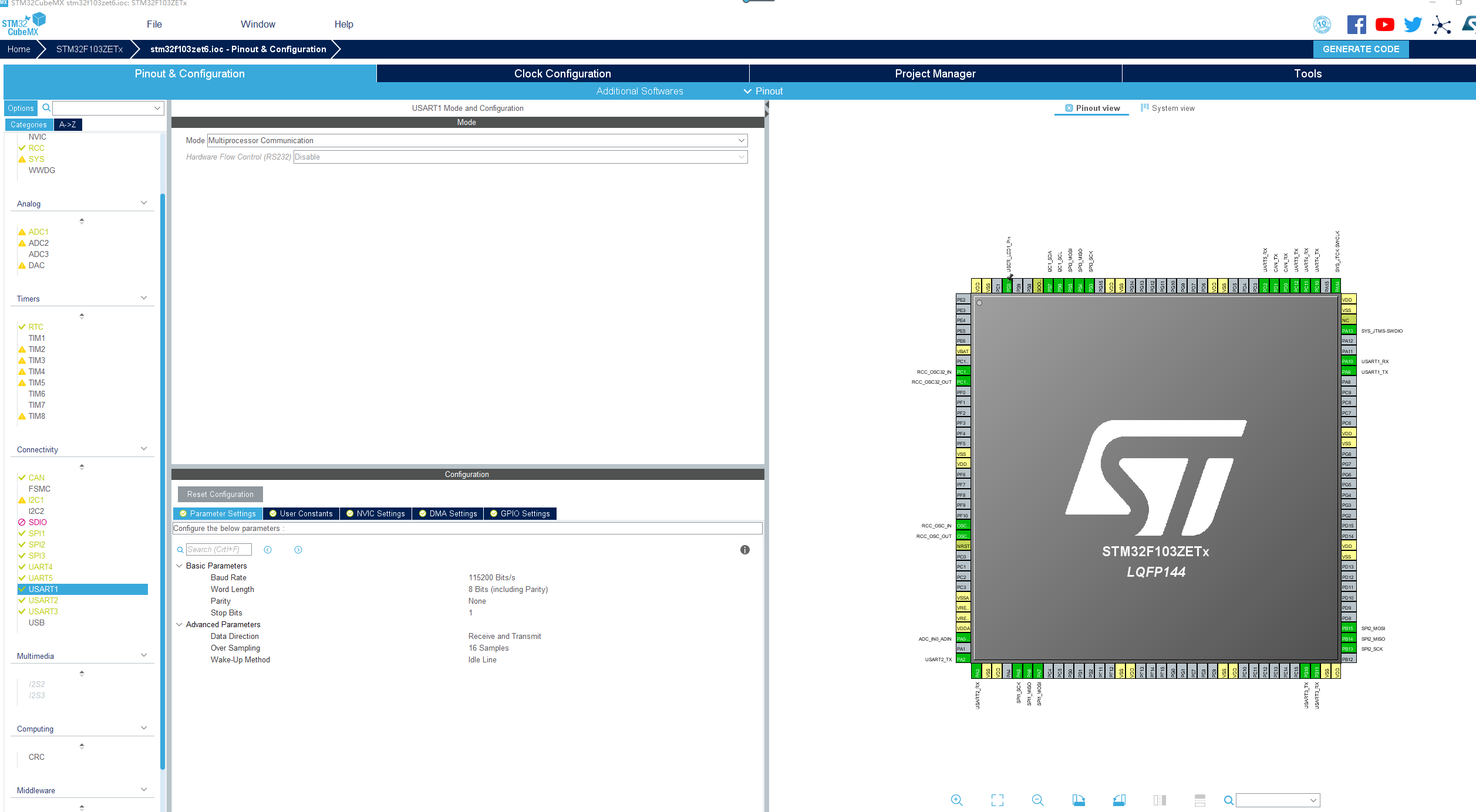 stm32cubemx 串口配置篇_usart1 mode and configuration-CSDN博客